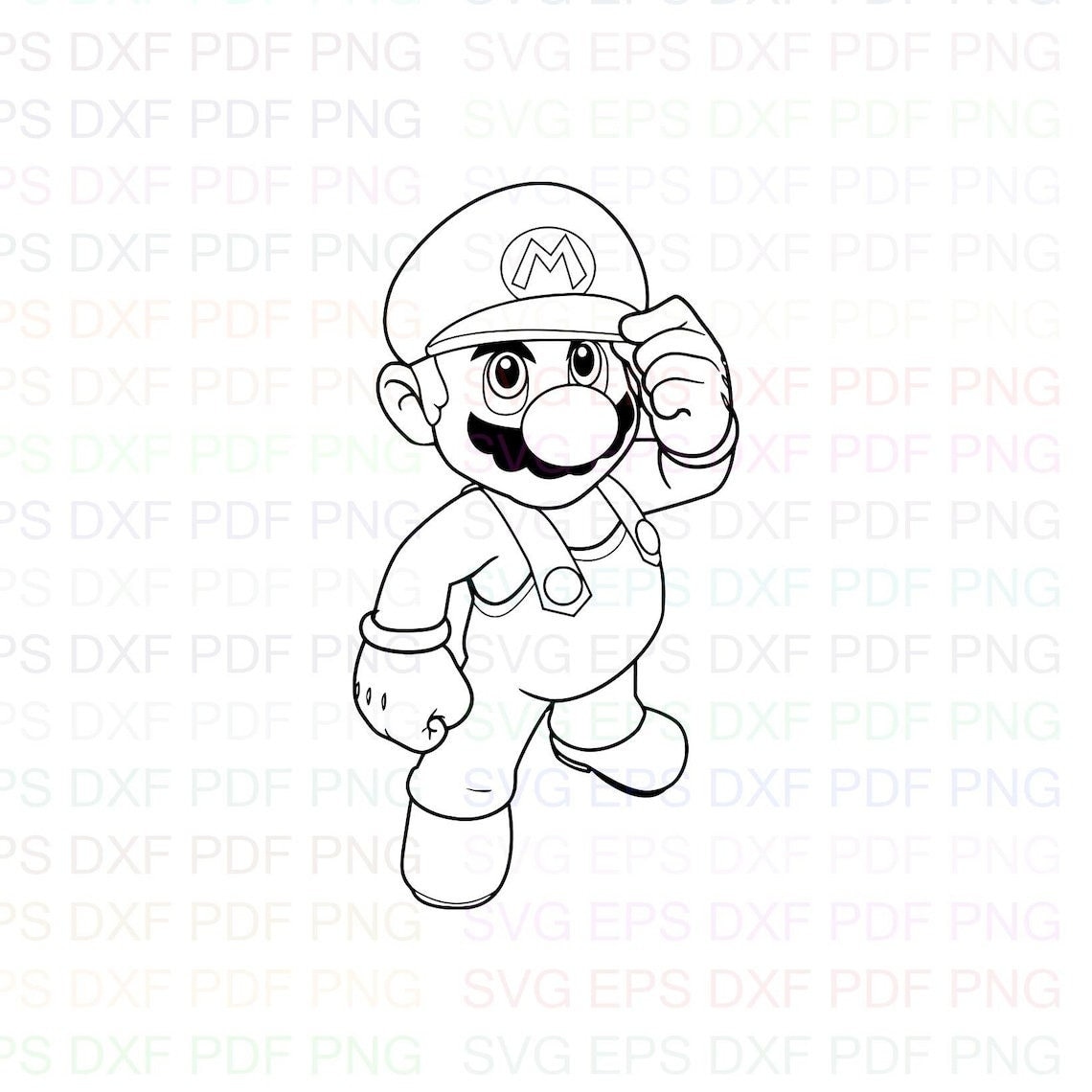 Super_mario Svg Outline Dxf Eps Pdf Png, Cricut, Cutting File, Vector ...