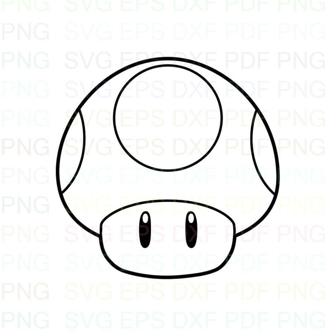 Super_mario_mushroom Svg Outline Dxf Eps Pdf Png, Cricut, Cutting File ...