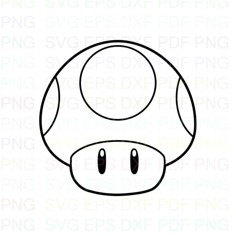 Super_mario_mushroom Svg Outline Dxf Eps Pdf Png, Cricut, Cutting File ...