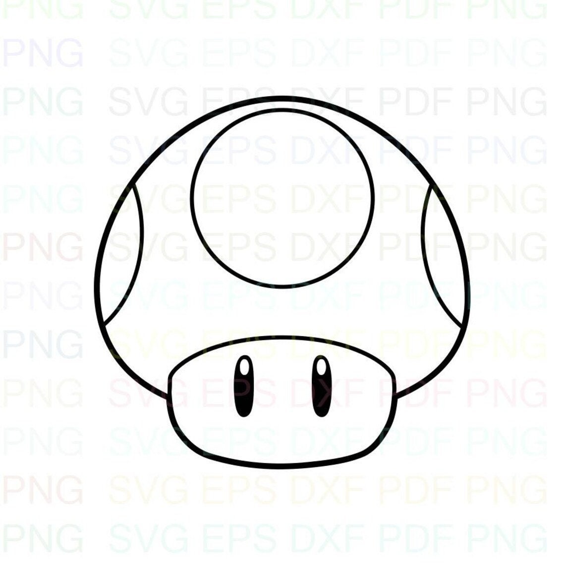Super_mario_mushroom Svg Outline Dxf Eps Pdf Png, Cricut, Cutting File ...