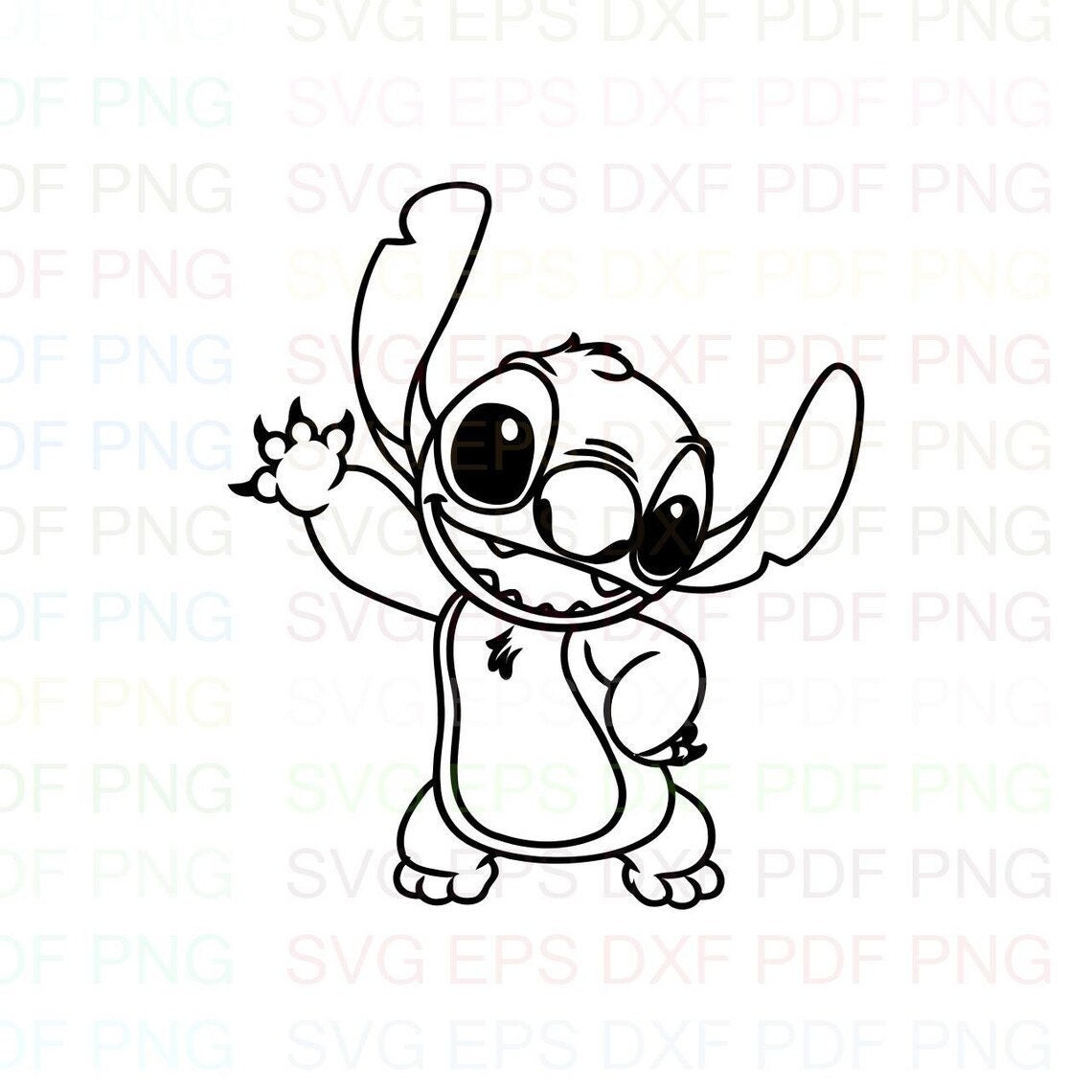 Stitch_Lilo_and_Stitch_Say_Hi svg Umriss Dxf Eps Pdf Png, Cricut ...