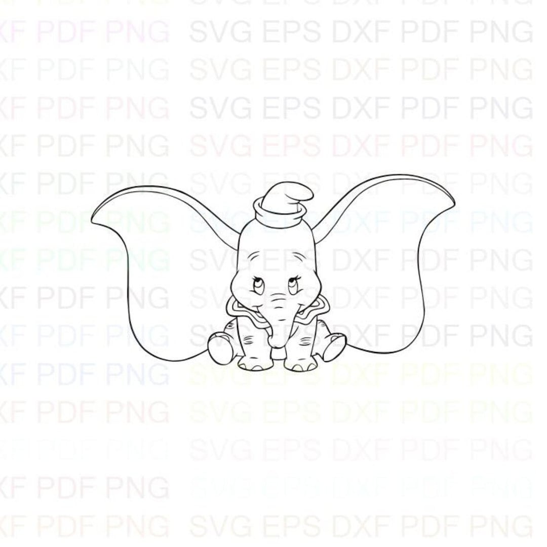 Dumbo_baby_elephant_7 Svg Outline Dxf Eps Pdf Png, Cricut, Cutting File ...