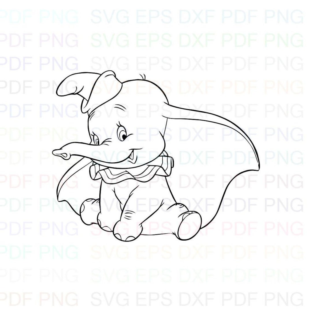 Dumbo_baby_elephant_3 Svg Outline Dxf Eps Pdf Png, Cricut, Cutting File ...