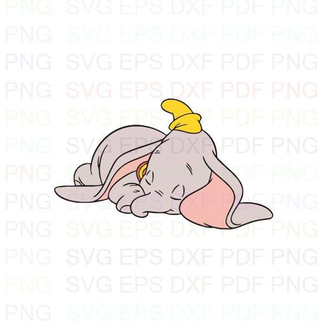 Dumbo_elephant_sleeping Svg Dxf Eps Pdf Png, Cricut, Cutting File ...