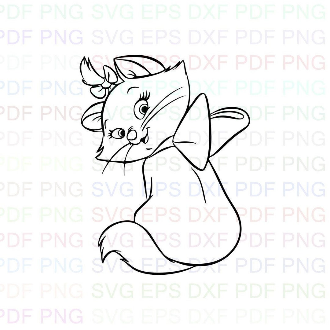 Marie_the_white_kitten_the_aristocats_2 Svg Outline Dxf Eps Pdf Png ...