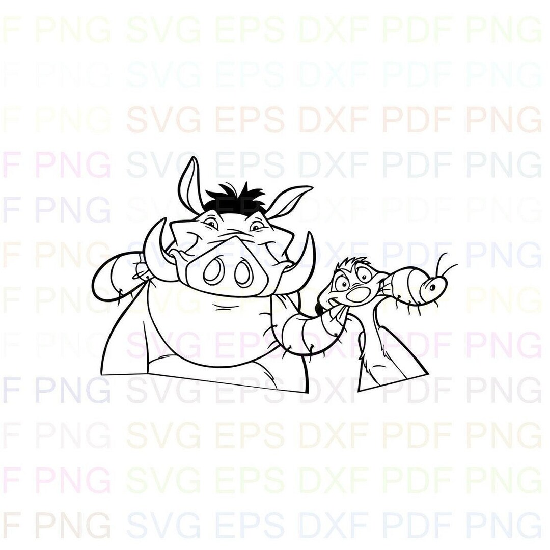 Pumbaa_timon_and_pumbaa_5 Svg Outline Dxf Eps Pdf Png, Cricut, Cutting ...
