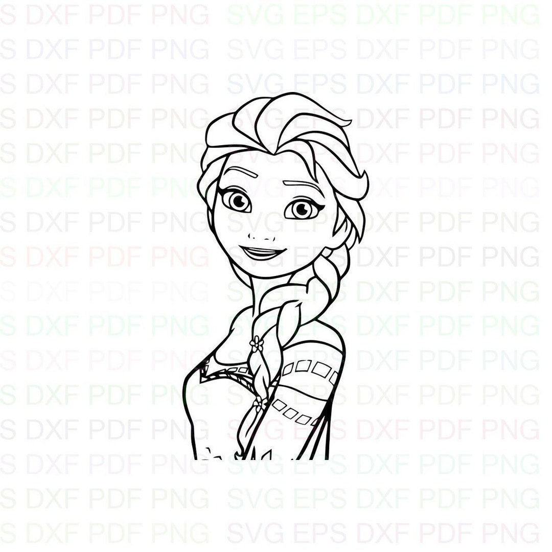 Frozen_elsa_2 Svg Outline Dxf Eps Pdf Png, Cricut, Cutting File, Vector ...