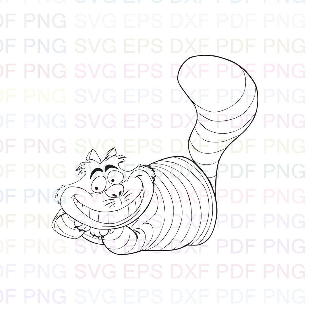 Alice_wonderland_0002 Svg Outline Dxf Eps Pdf Png, Cricut, Cutting File ...