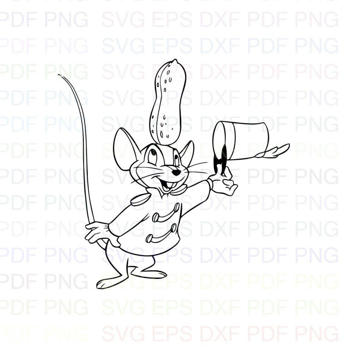 Timothy_q_mouse_with_a_peanut_under_his_hat_dumbo Svg Outline Dxf Eps ...