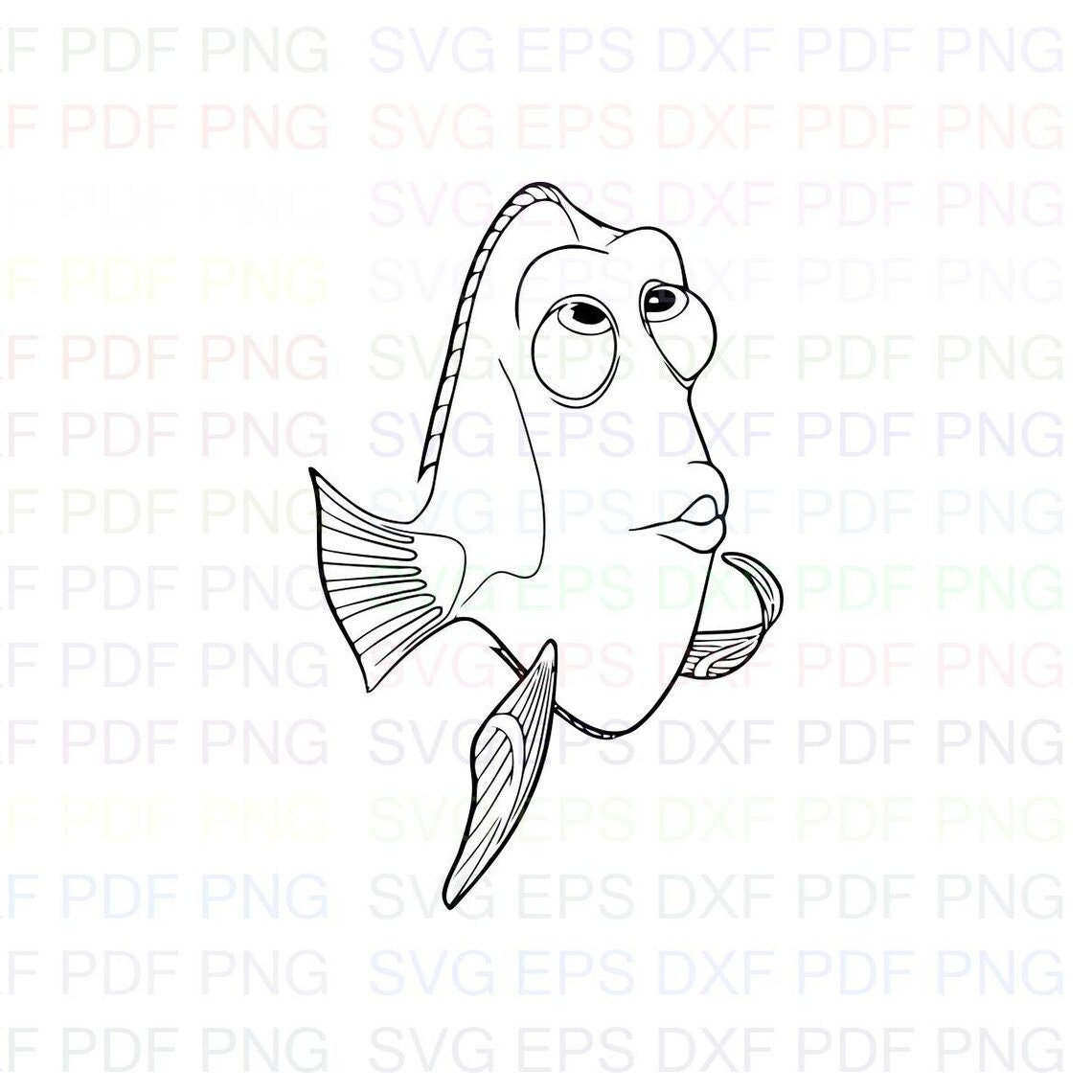 Finding_dory Svg Outline Dxf Eps Pdf Png, Cricut, Cutting File, Vector ...