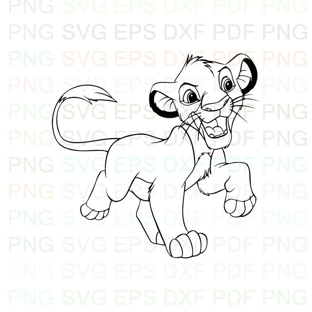 Simba_the_lion_king_17 Svg Outline Dxf Eps Pdf Png, Cricut, Cutting ...