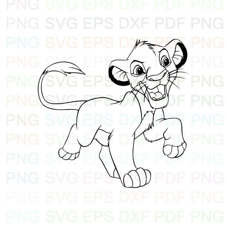 Simba_the_lion_king_17 Svg Outline Dxf Eps Pdf Png, Cricut, Cutting ...
