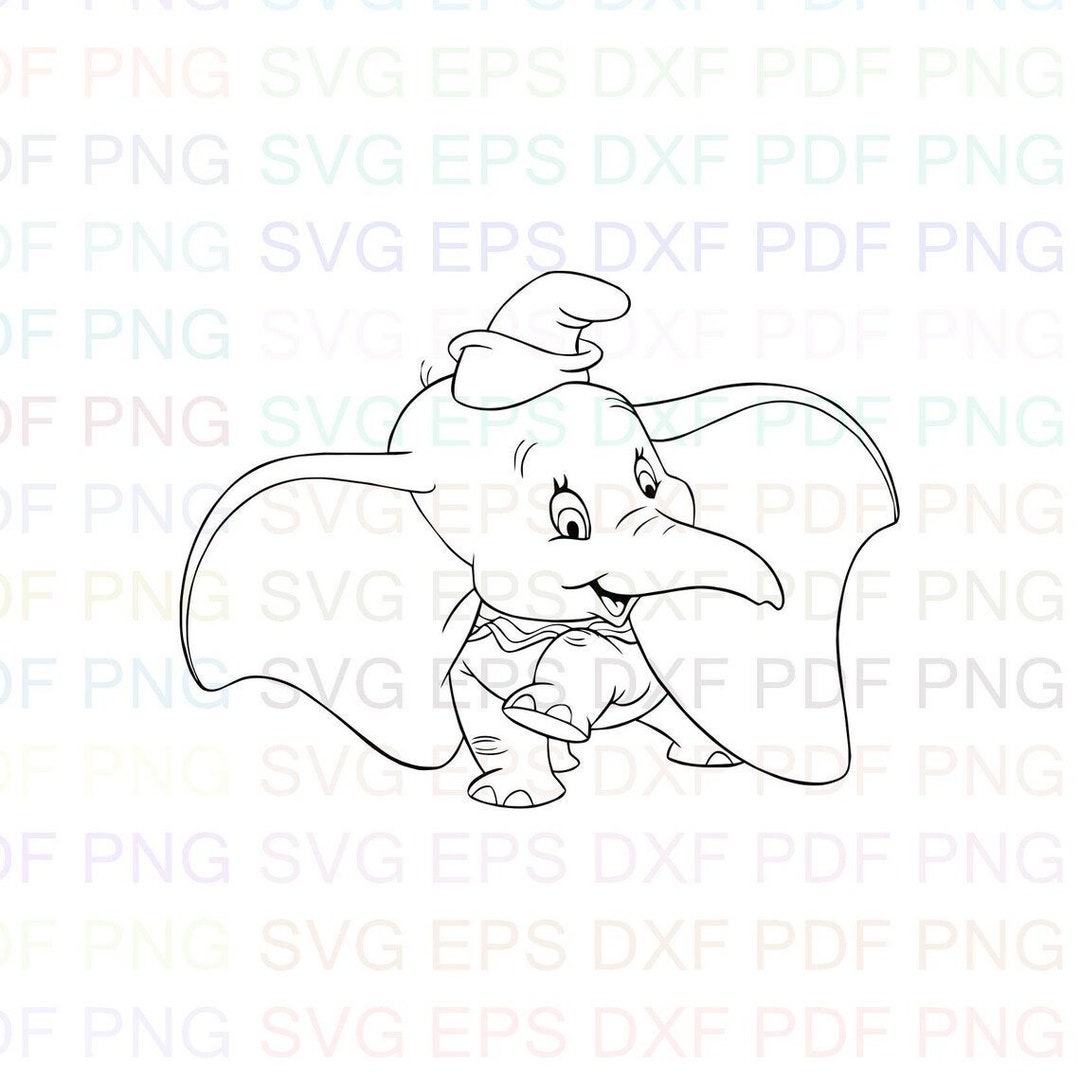 Dumbo_baby_elephant_8 Svg Outline Dxf Eps Pdf Png, Cricut, Cutting File ...