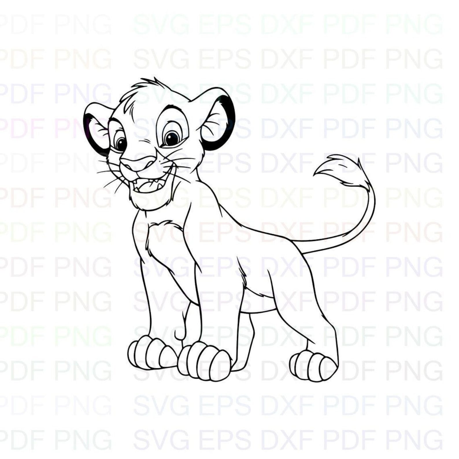 Simba_the_lion_king_3 Svg Outline Dxf Eps Pdf Png, Cricut, Cutting File ...