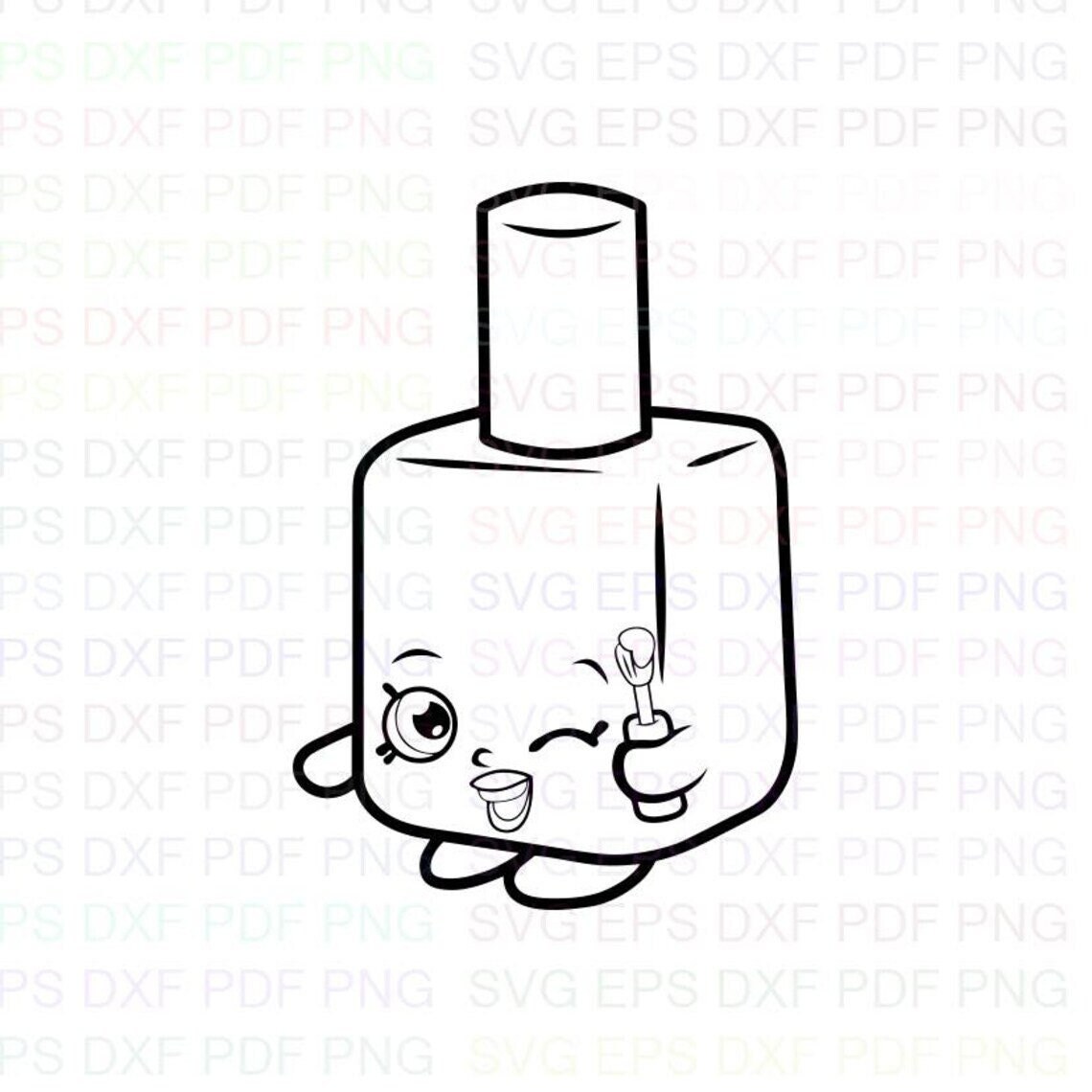 Polly_polish_shopkins Svg Outline Dxf Eps Pdf Png, Cricut, Cutting File ...