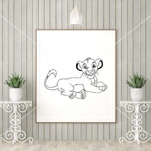 Simba_the_lion_king_9 Svg Outline Dxf Eps Pdf Png, Cricut, Cutting File ...