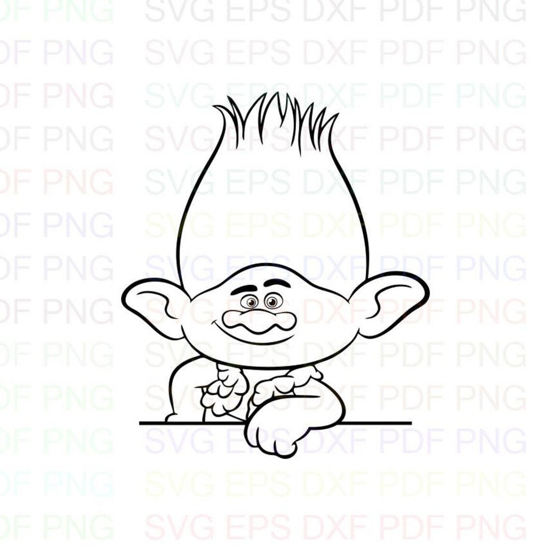 Branch_half_trolls Svg Outline Dxf Eps Pdf Png, Cricut, Cutting File ...