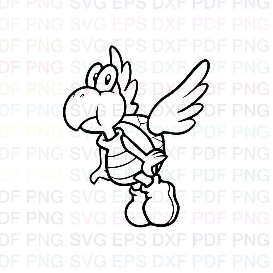 Koopa_troopa_super_mario Svg Outline Dxf Eps Pdf Png, Cricut, Cutting ...