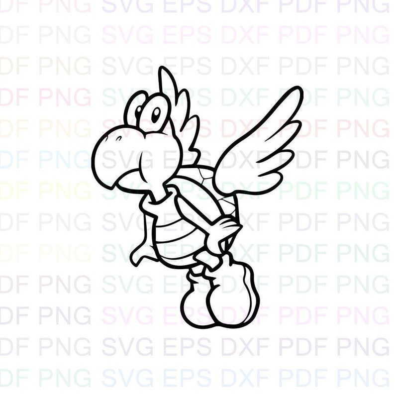 Koopa_troopa_super_mario Svg Outline Dxf Eps Pdf Png, Cricut, Cutting ...