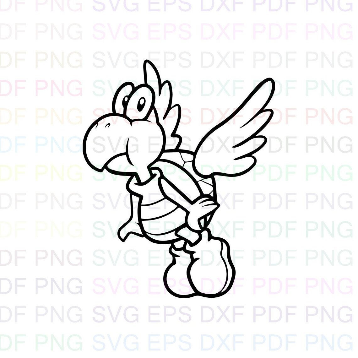 Koopa_troopa_super_mario Svg Outline Dxf Eps Pdf Png, Cricut, Cutting ...