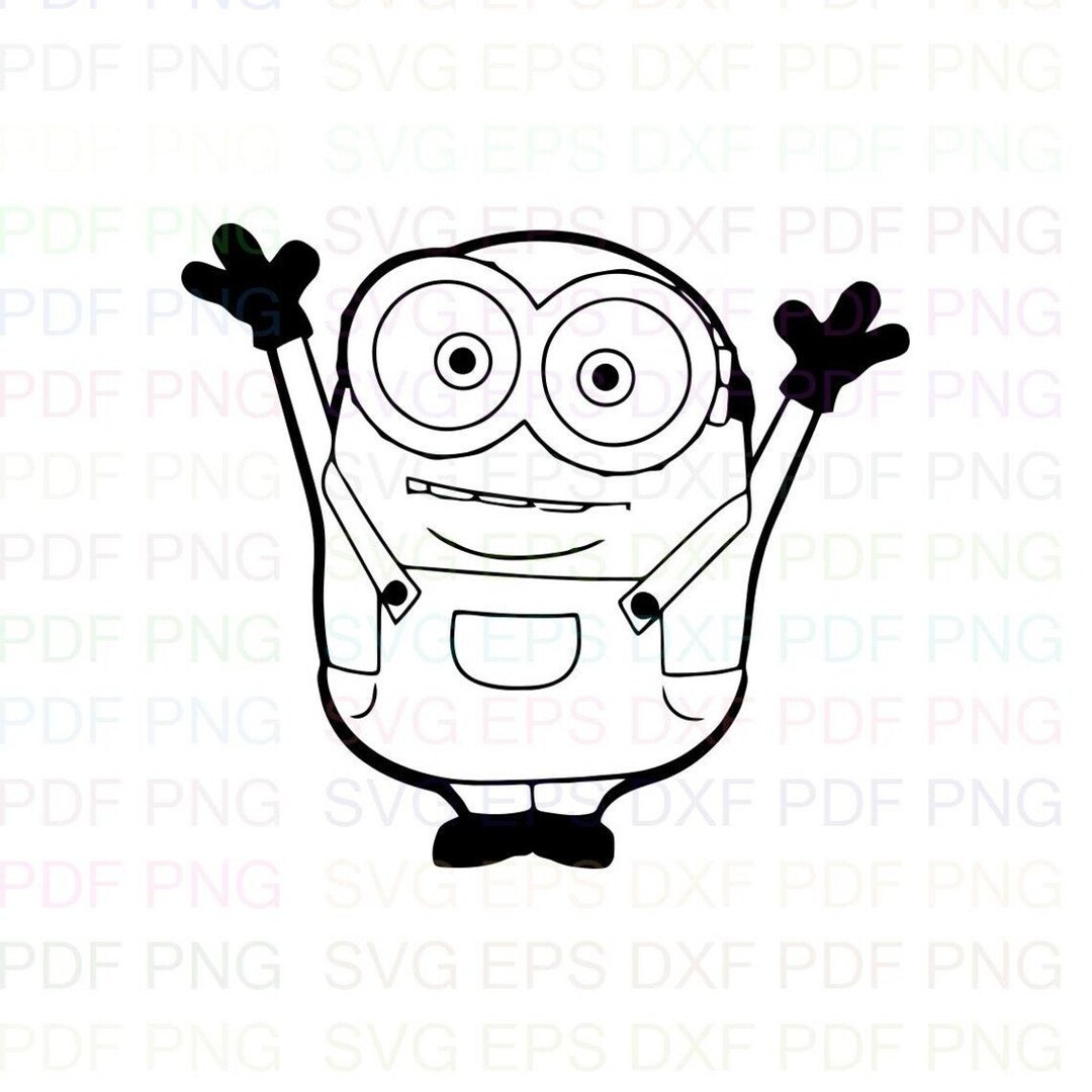 Happy_minion_minions_birthday Svg Outline Dxf Eps Pdf Png, Cricut ...