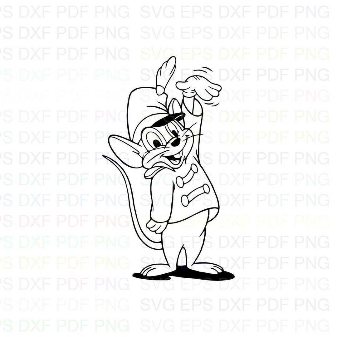 Timothy_mouse_say_hi_dumbo Svg Outline Dxf Eps Pdf Png, Cricut, Cutting ...