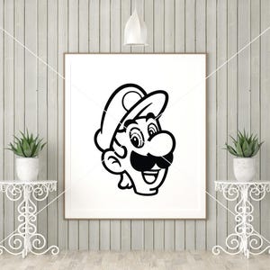 Luigi_face_super_mario_bros Svg Outline Dxf Eps Pdf Png, Cricut ...