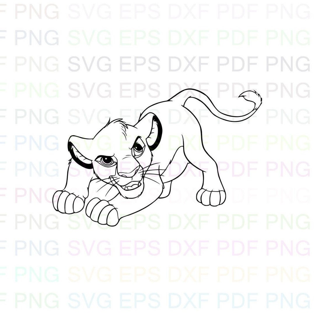 Simba_the_lion_king_7 Svg Outline Dxf Eps Pdf Png, Cricut, Cutting File ...