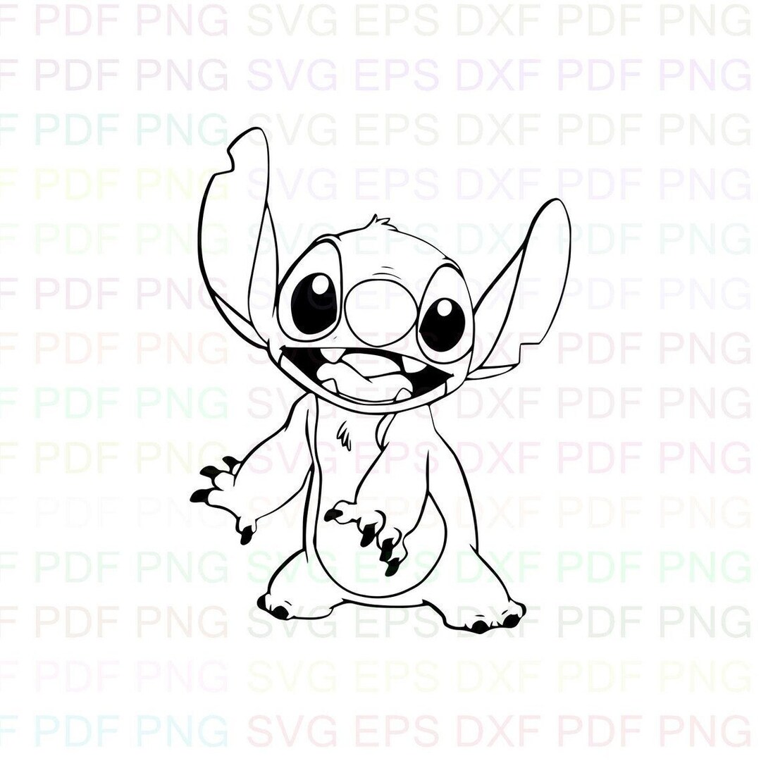 Stitch_4_lilo_and_stitch Svg Outline Dxf Eps Pdf Png, Cricut, Cutting ...