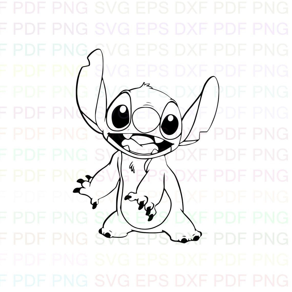Stitch_4_lilo_and_stitch Svg Outline Dxf Eps Pdf Png, Cricut, Cutting ...