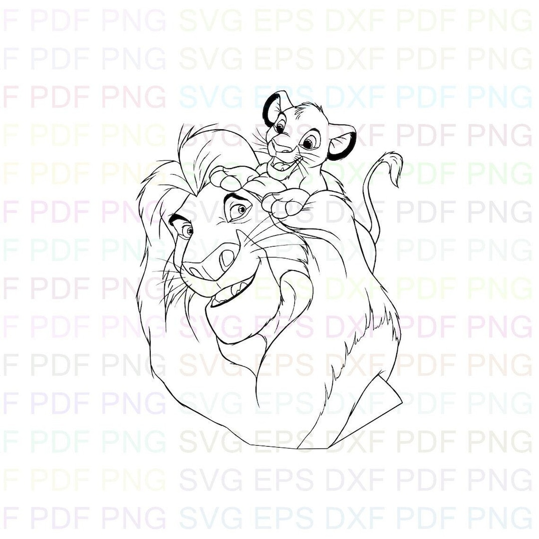 Mufasa_and_baby_simba_the_lion_king_2 Svg Outline Dxf Eps Pdf Png ...