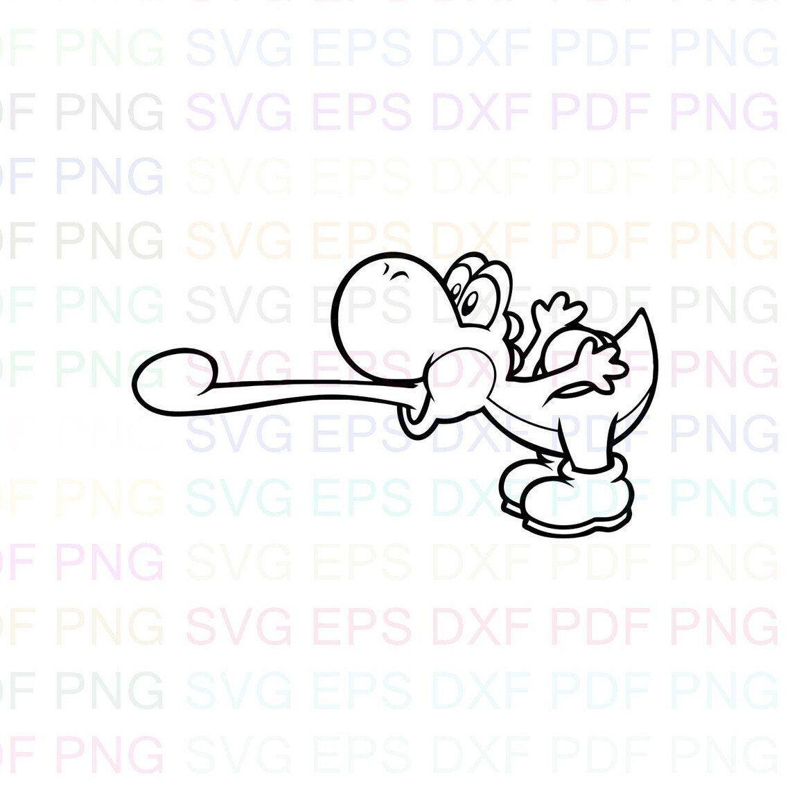 Yoshi_super_mario_bros Svg Outline Dxf Eps Pdf Png, Cricut, Cutting ...