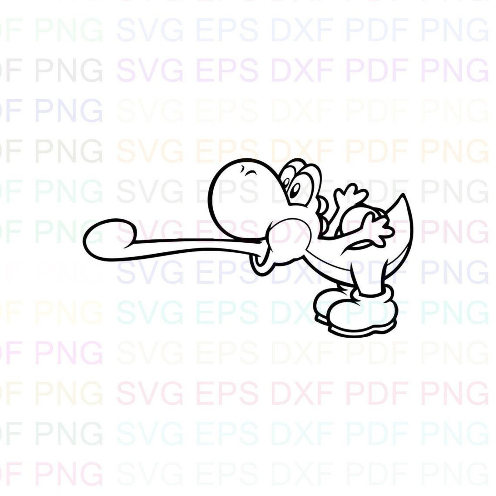 Yoshi_super_mario_bros Svg Outline Dxf Eps Pdf Png, Cricut, Cutting ...