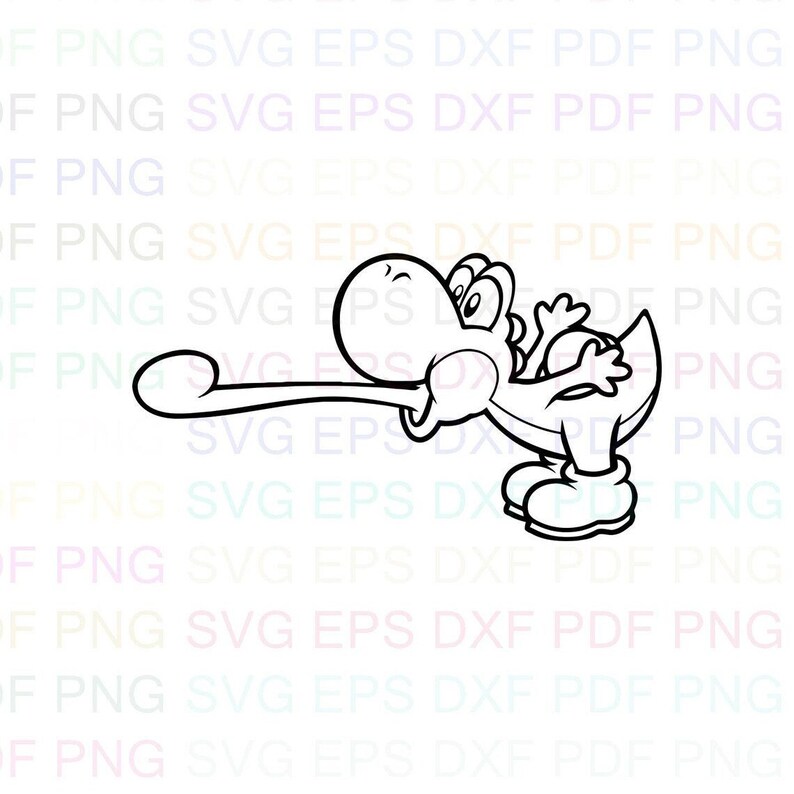 Yoshi_super_mario_bros Svg Outline Dxf Eps Pdf Png, Cricut, Cutting ...