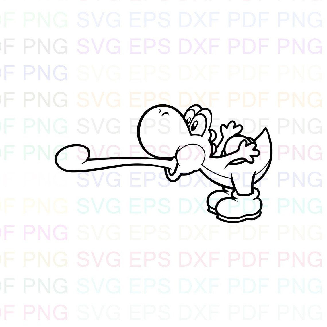Yoshi_super_mario_bros Svg Outline Dxf Eps Pdf Png, Cricut, Cutting ...