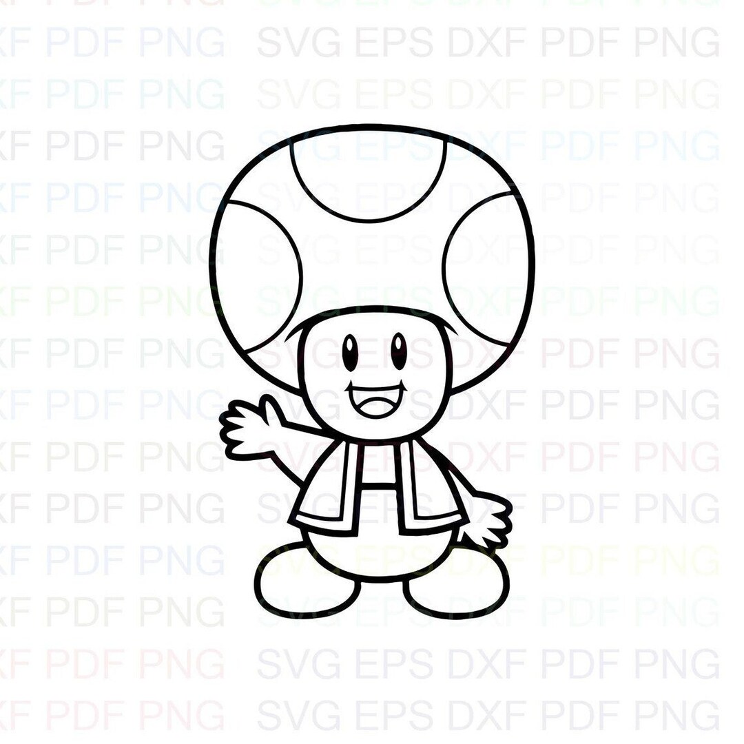 Toad_super_mario_bros Svg Outline Dxf Eps Pdf Png, Cricut, Cutting File ...