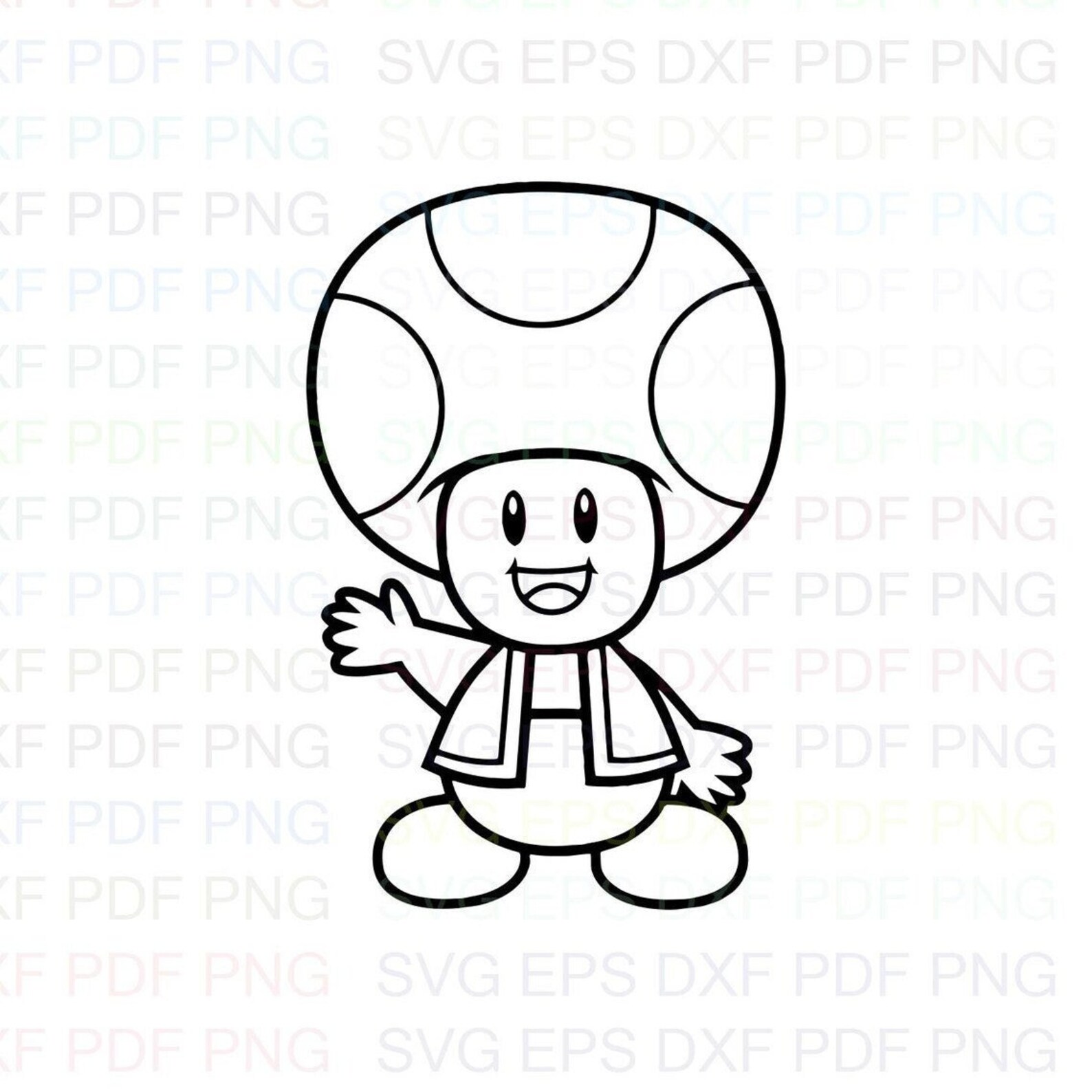 Toad_super_mario_bros Svg Outline Dxf Eps Pdf Png, Cricut, Cutting File ...