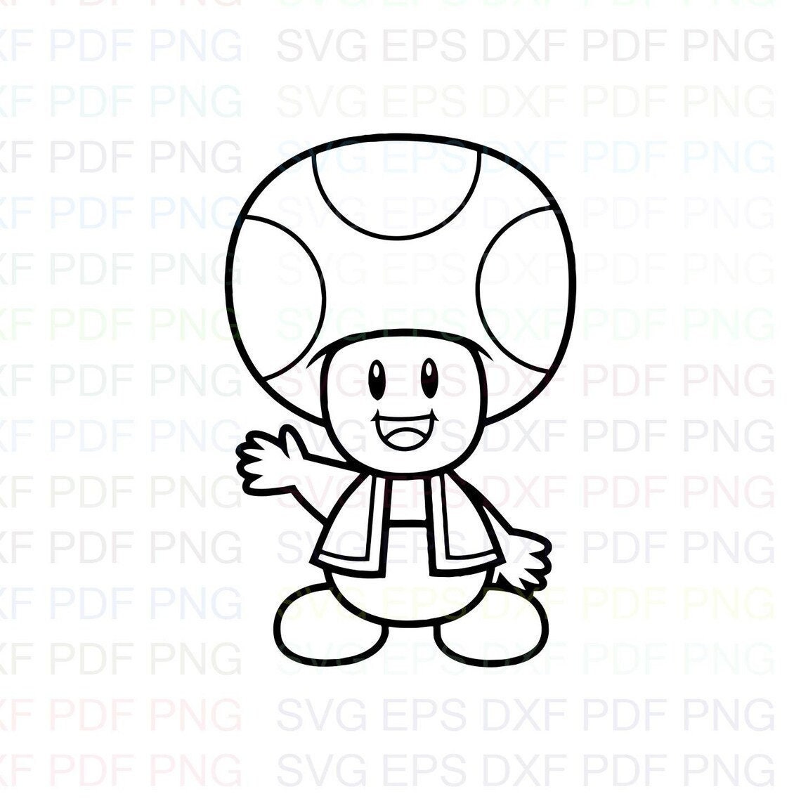 Toad_super_mario_bros Svg Outline Dxf Eps Pdf Png, Cricut, Cutting File ...