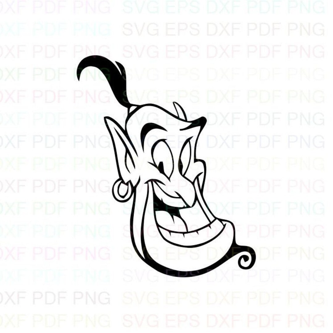 Genie_aladdin Svg Outline Dxf Eps Pdf Png, Cricut, Cutting File, Vector ...