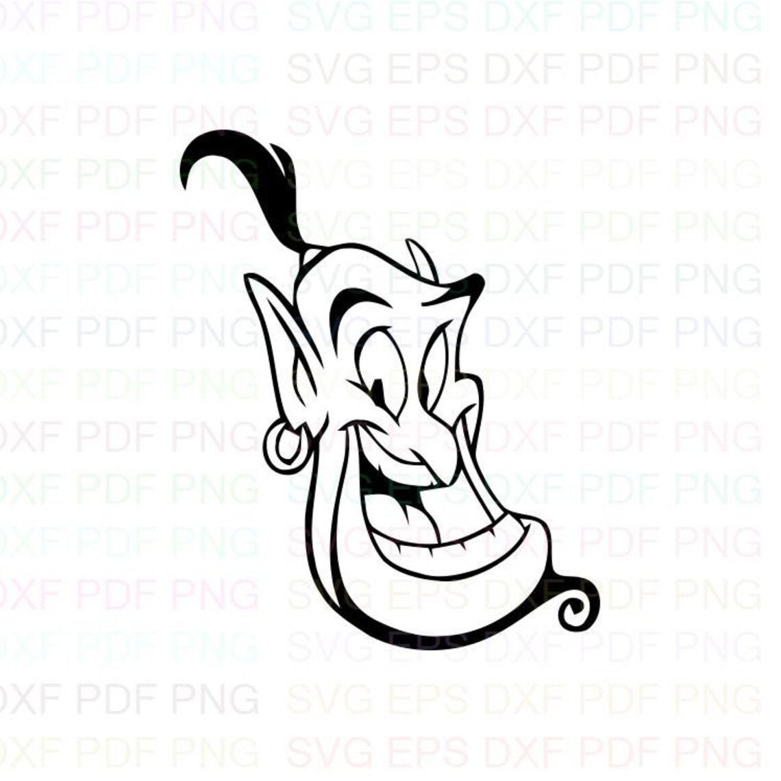 Genie_aladdin Svg Outline Dxf Eps Pdf Png, Cricut, Cutting File, Vector ...