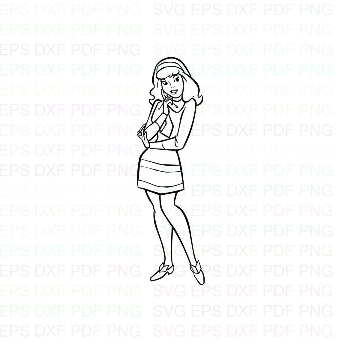 Daphne_blake_scooby_doo Svg Outline Dxf Eps Pdf Png, Cricut, Cutting ...