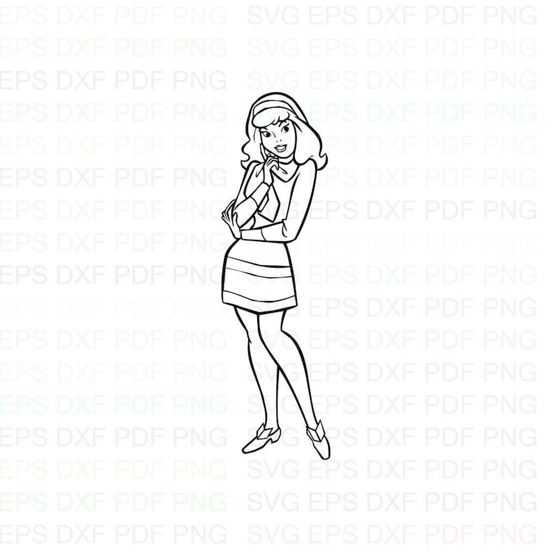 Daphne_blake_scooby_doo Svg Outline Dxf Eps Pdf Png, Cricut, Cutting ...