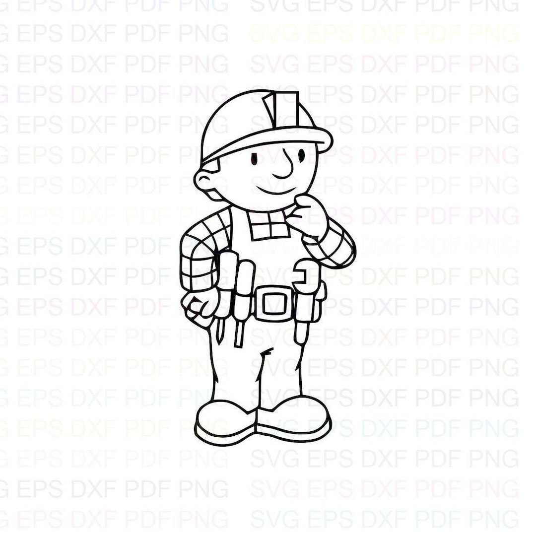 Bob_the_builder_2 Svg Outline Dxf Eps Pdf Png, Cricut, Cutting File ...
