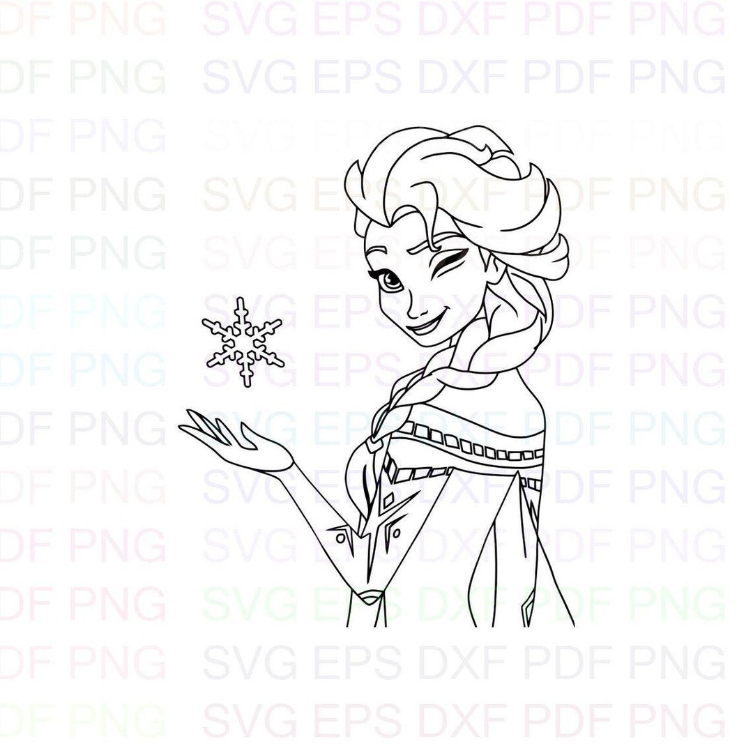 Frozen_elsa_winking Svg Outline Dxf Eps Pdf Png, Cricut, Cutting File ...