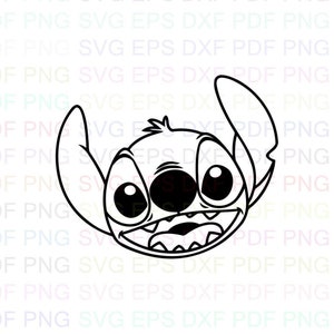 Stitch_face_smiling_lilo_and_stitch Svg Outline Dxf Eps Pdf Png, Cricut ...