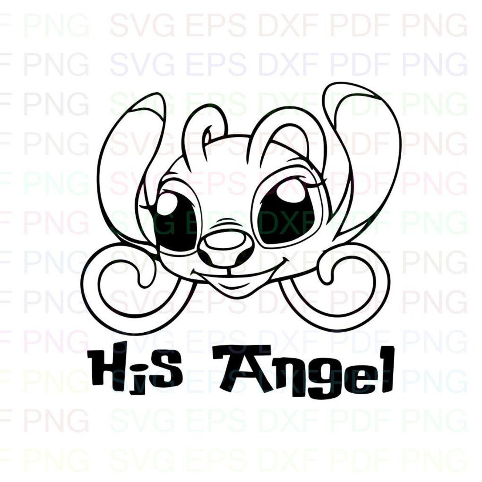 His_angel_pink_lilo_and_stitch Svg Outline Dxf Eps Pdf Png, Cricut ...