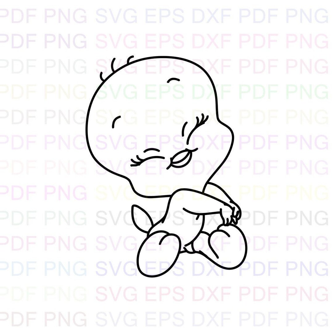 Baby_tweety_baby_looney_tunes_2 Svg Outline Dxf Eps Pdf Png, Cricut ...