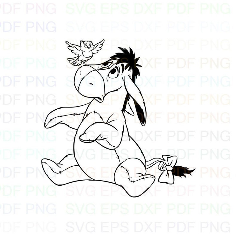 Eeyore_donkey_with_bird_winnie_the_pooh Svg Outline Dxf Eps Pdf Png ...