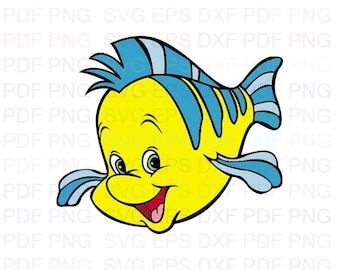 Flounder_the_little_mermaid_017 Svg Dxf Eps Pdf Png, Cricut, Cutting ...