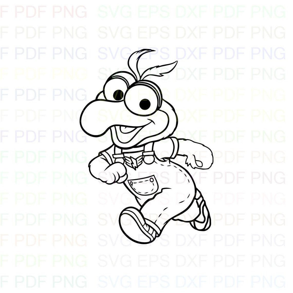 Gonzo_2_muppet_babies Svg Outline Dxf Eps Pdf Png, Cricut, Cutting File ...